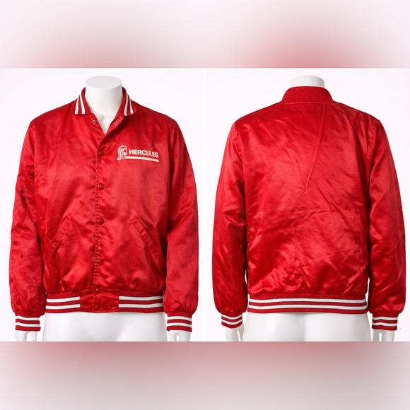Holloway | Jackets & Coats | Vintage Hercules Satin Bomber Jacket Red ...